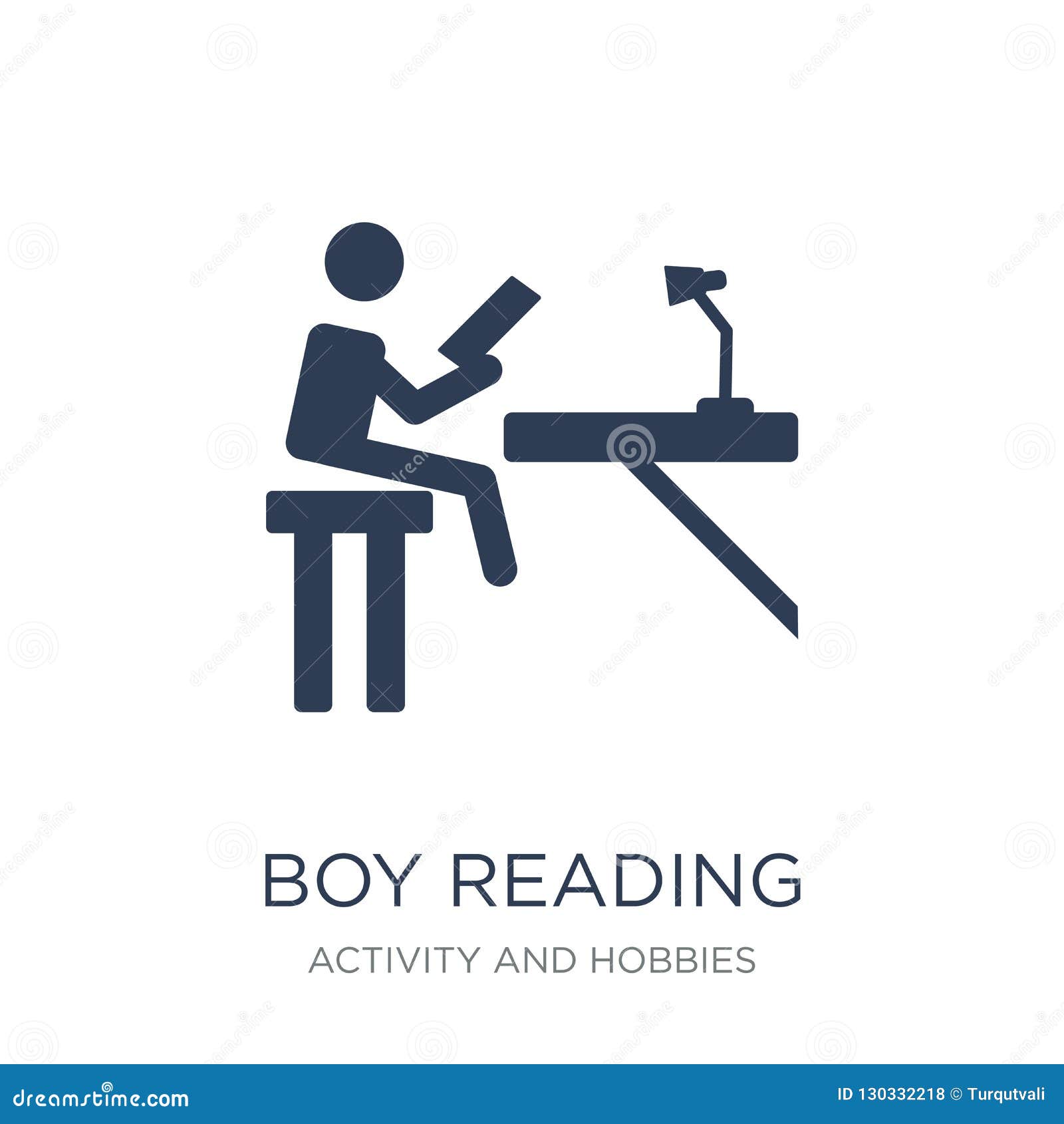 Boy Reading Icon. Trendy Flat Vector Boy Reading Icon on White B Stock ...