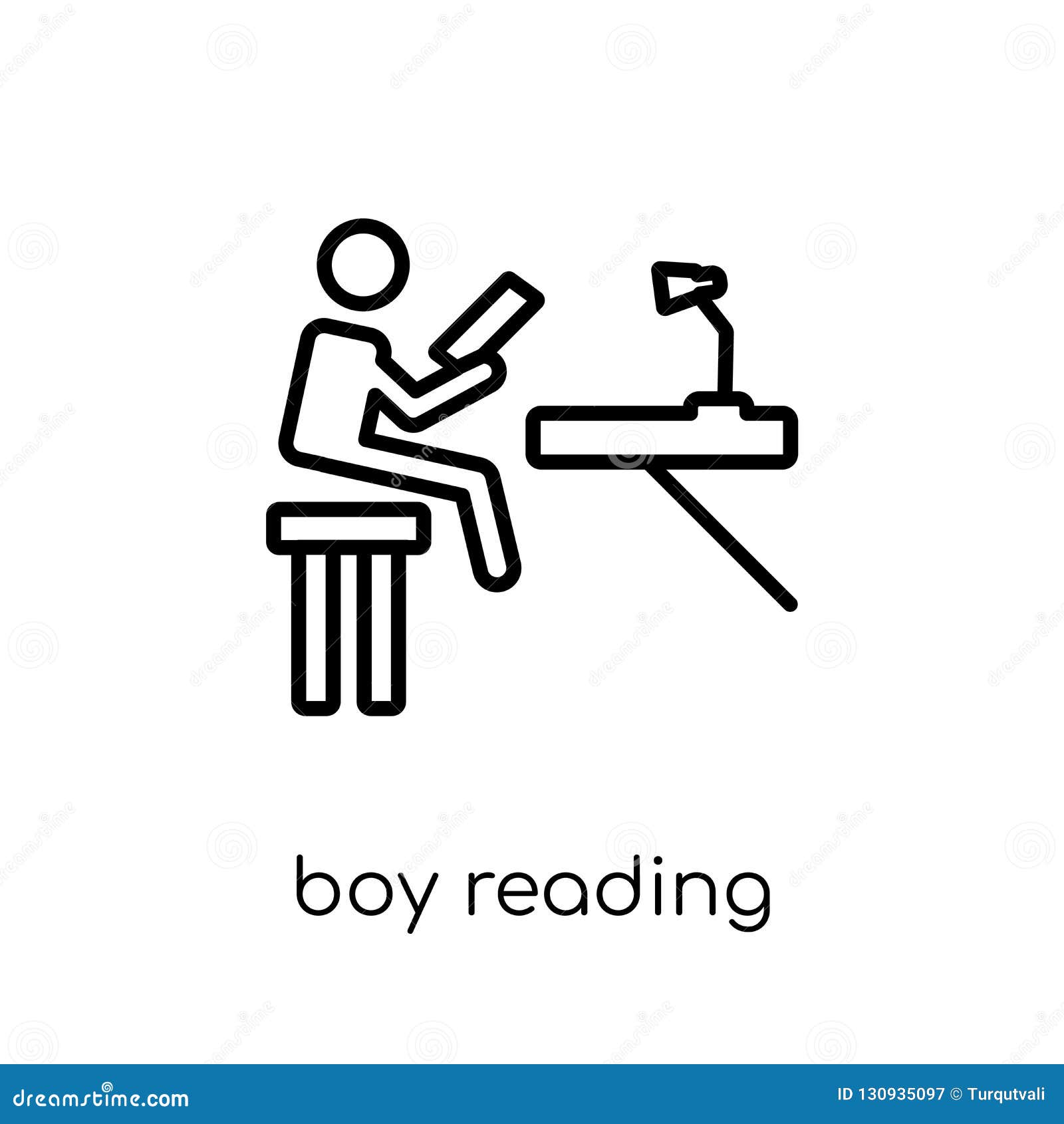 Boy Reading Icon. Trendy Modern Flat Linear Vector Boy Reading I Stock ...