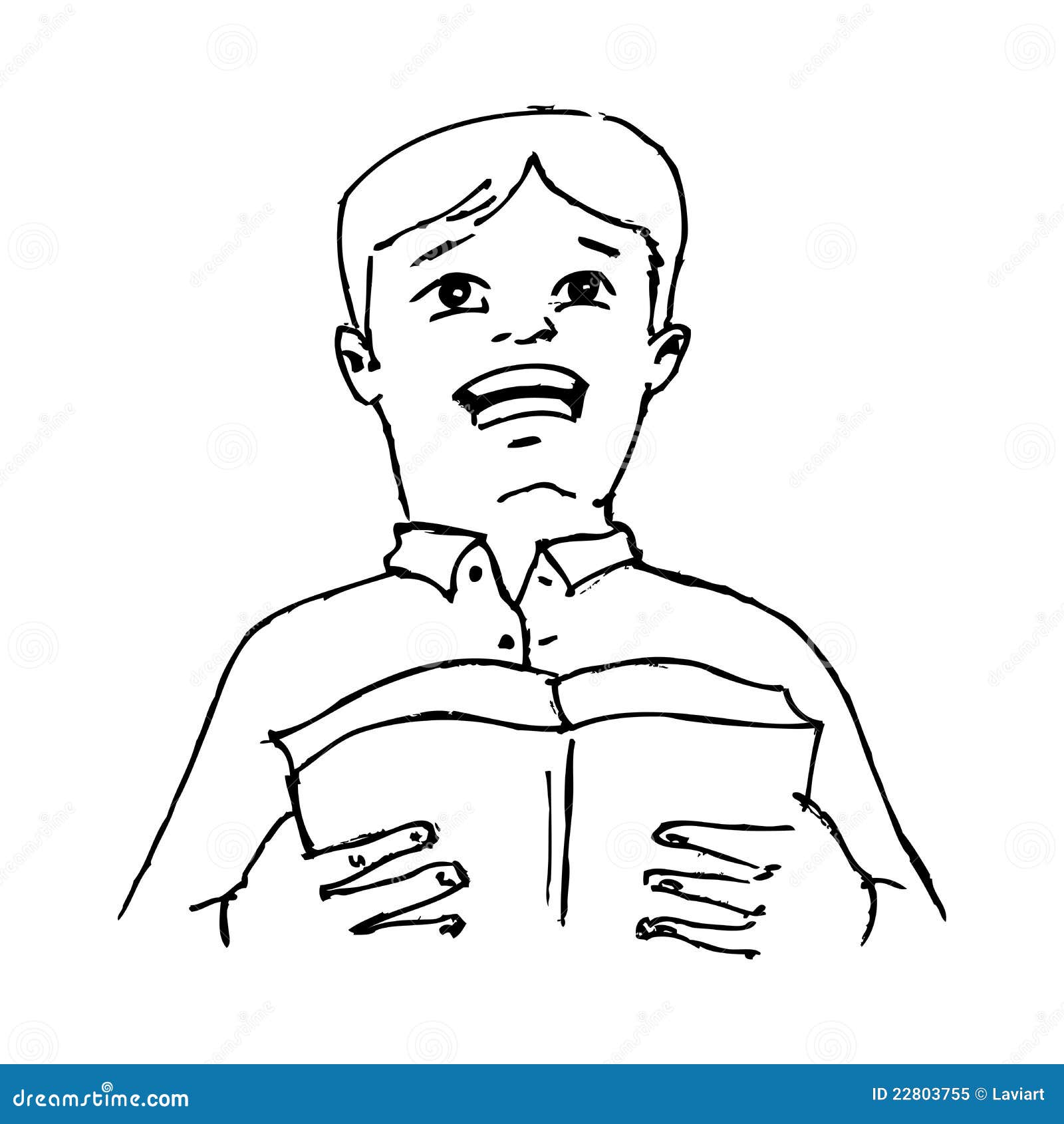 Boy Reading a Poem from a Book Stock Illustration - Illustration of ...