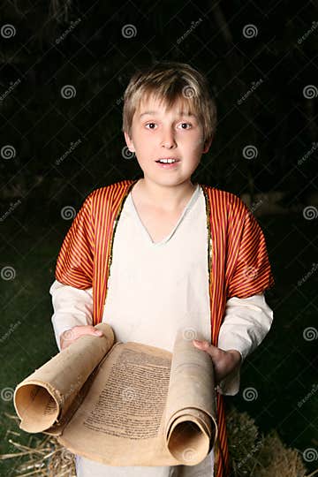 Boy reading a scroll stock photo. Image of person, read - 3090820