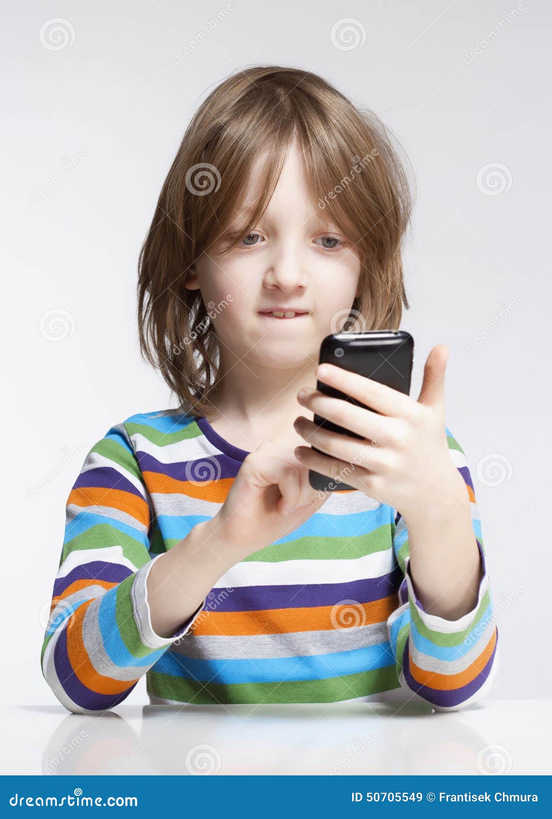 Boy Reading Text Message on Mobile Phone Stock Image - Image of mobile ...