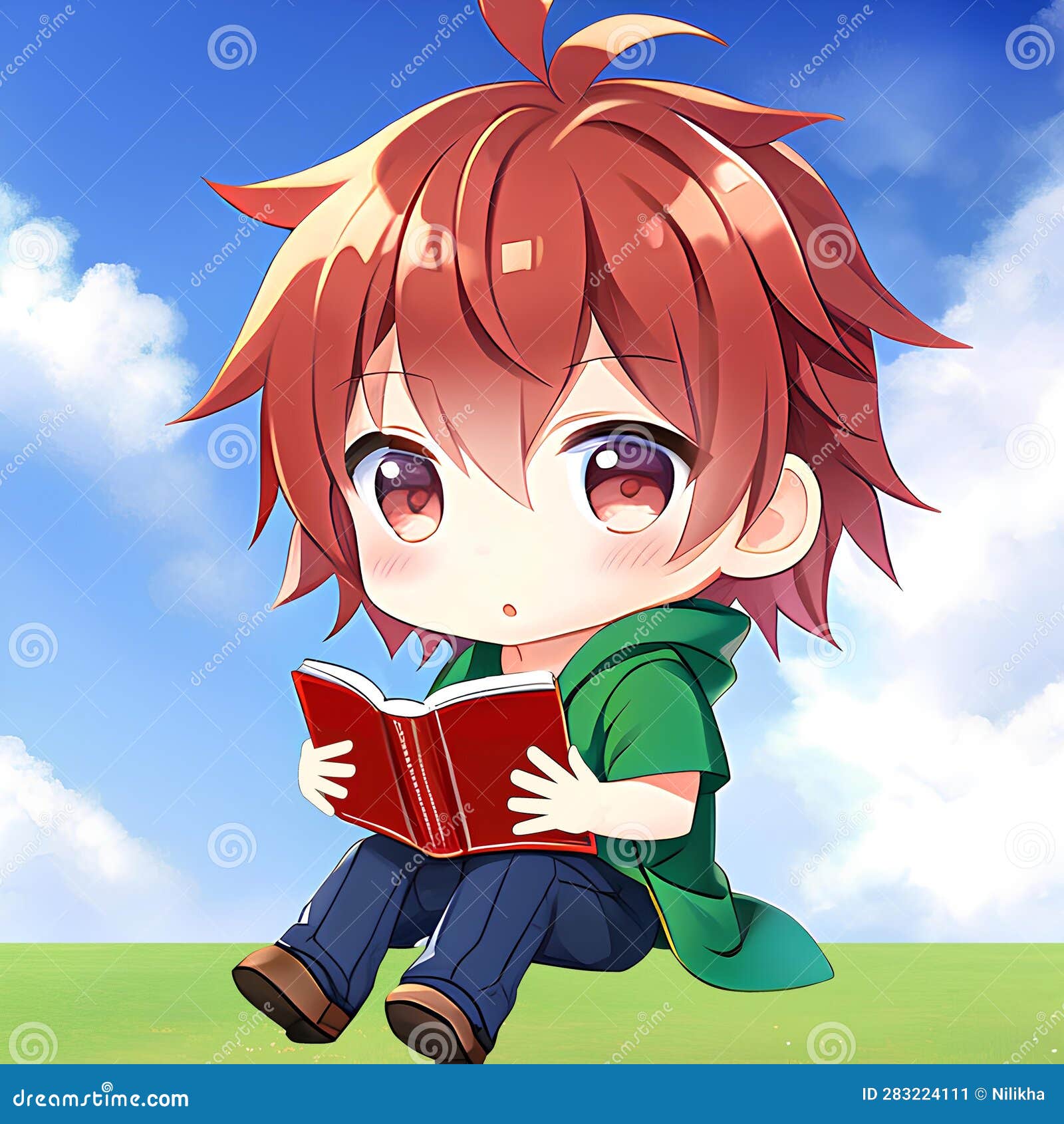 Boy reads book stock illustration. Illustration of education - 283224111