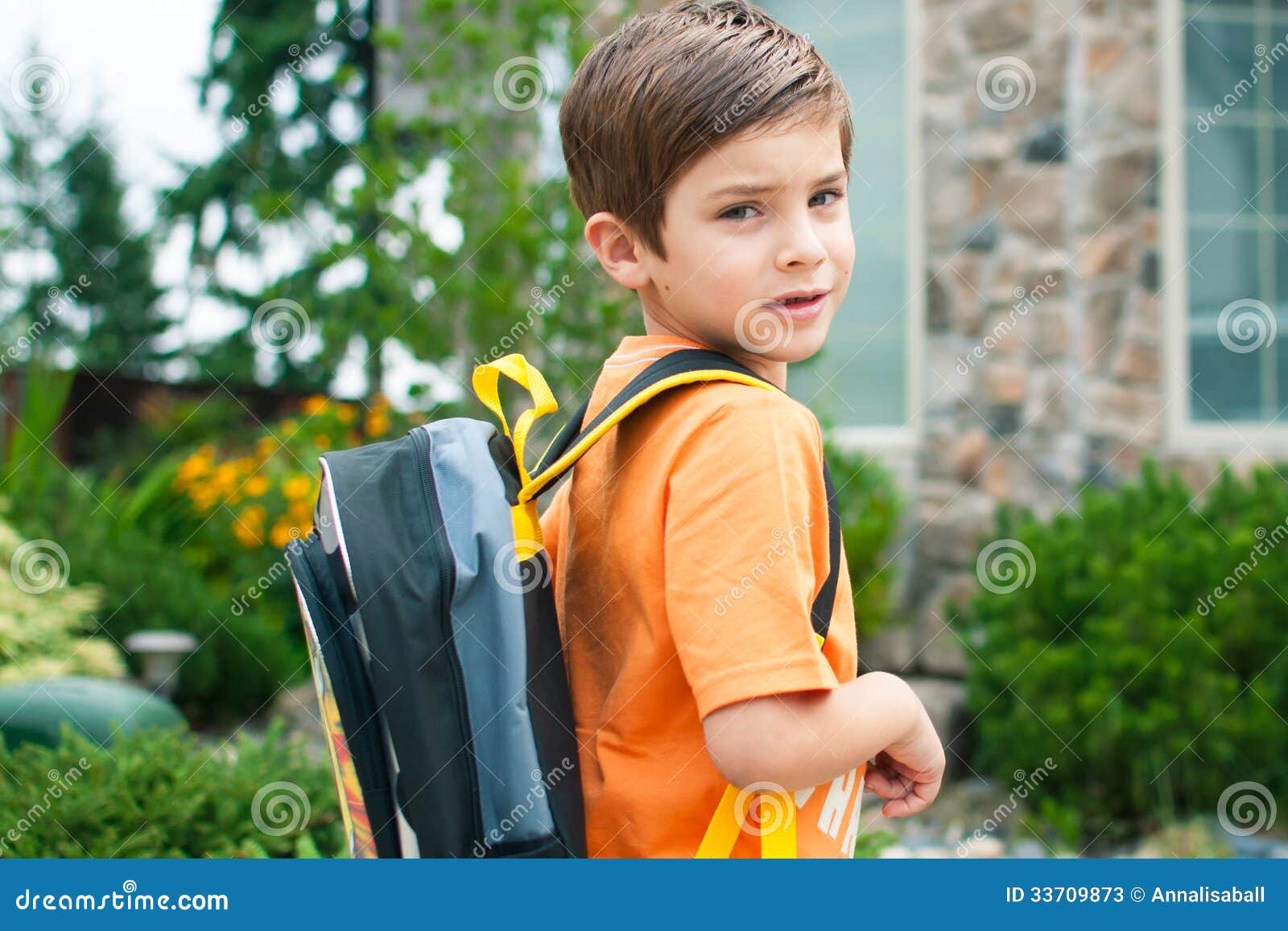 Boy ready for kindergarten stock image. Image of year - 33709873