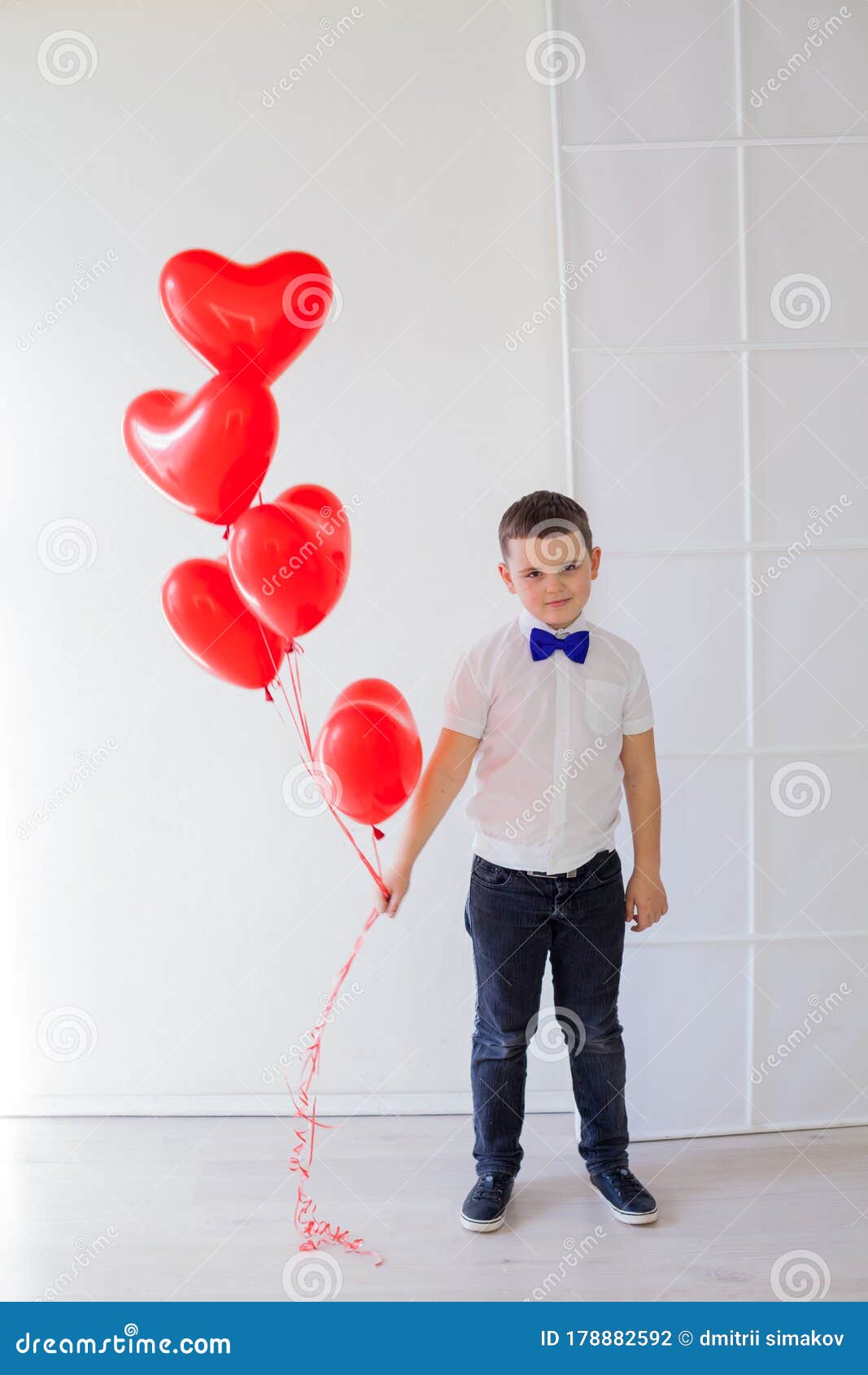 Boy with Red Air in the Shape of a Heart Stock Photo - Image of family ...