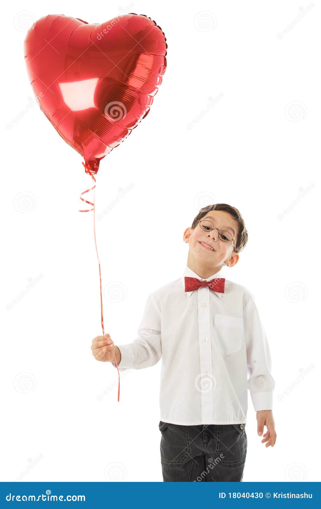 Boy with red balloon stock photo. Image of white, ribbon - 18040430