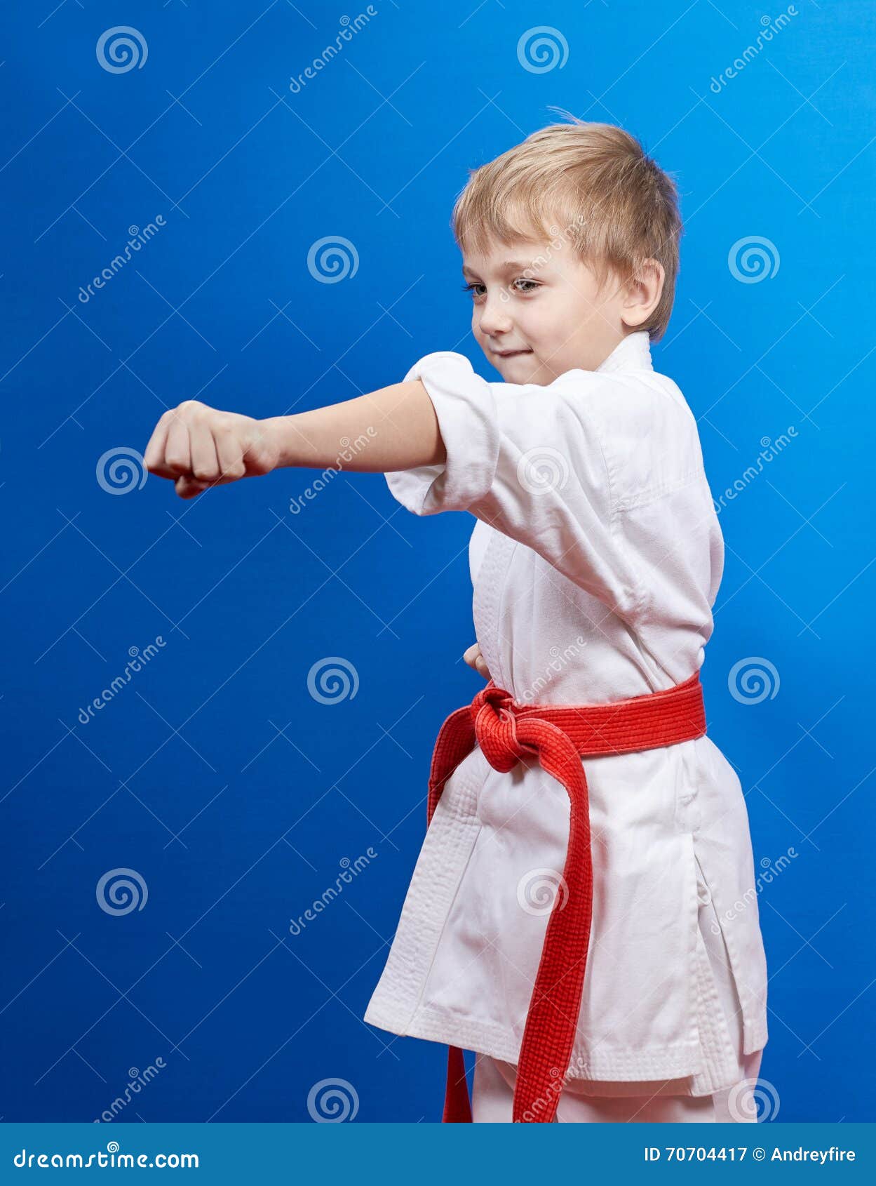 Boy with Red Belt Beats Blow Arm Stock Image - Image of belt, active ...