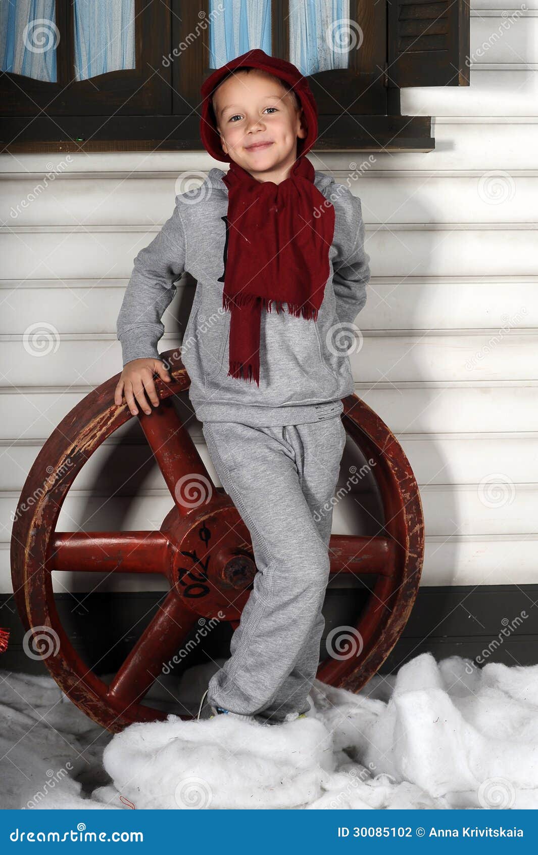 Boy in a red cap stock photo. Image of cold, february - 30085102