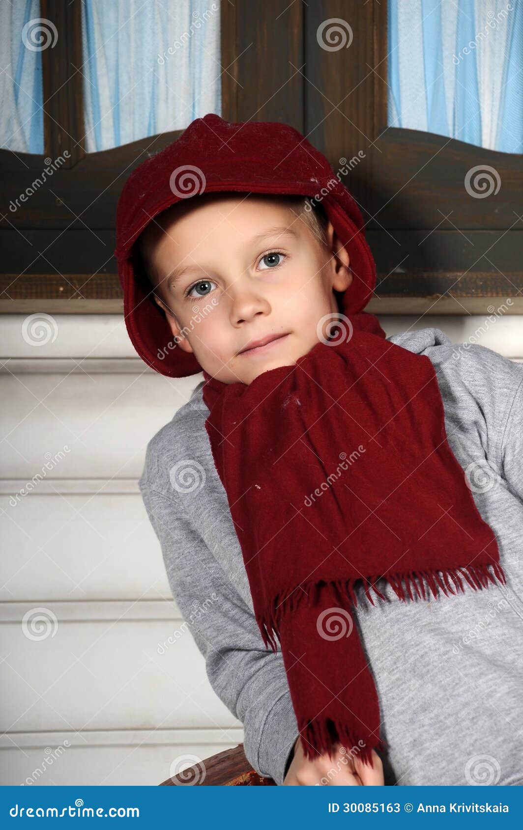 Boy in a red cap stock image. Image of freezing, head - 30085163