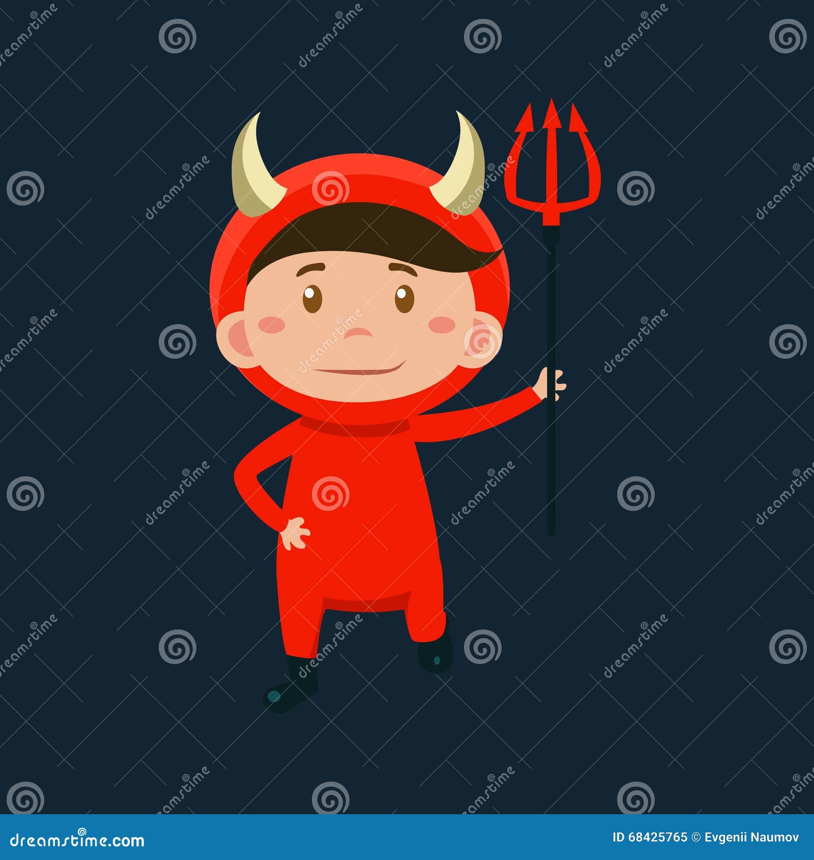 Boy in Red Devil Halloween Disguise Stock Vector - Illustration of ...