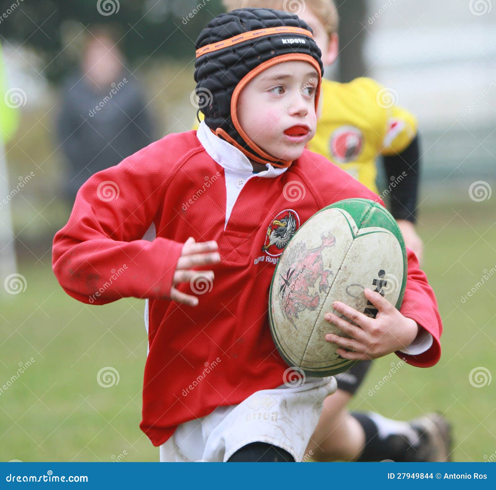 Boy with Red Jacket Play Rugby Editorial Stock Image - Image of ...