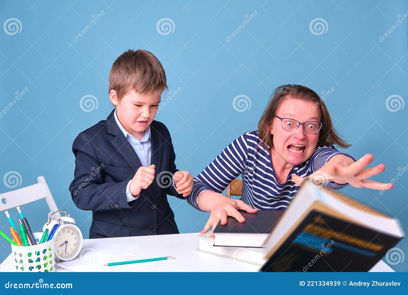 The Boy Refuses To Learn by Kicking a Book. Mom and Problem Son for ...