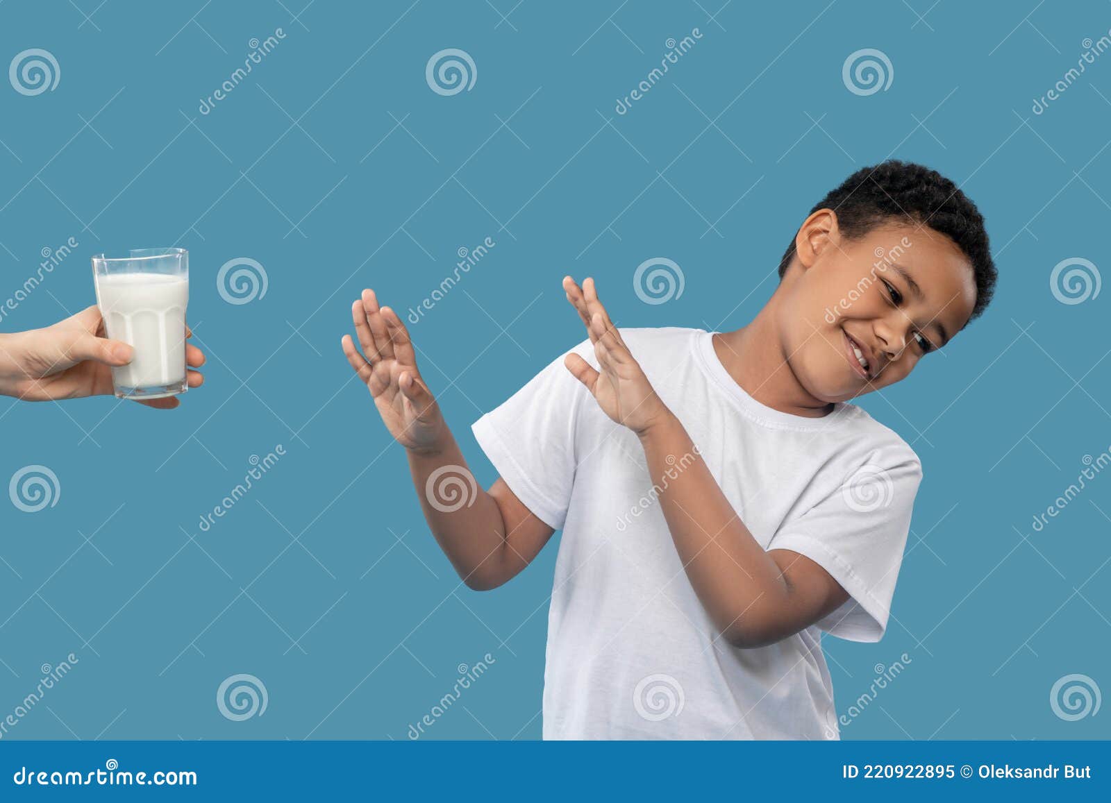 Boy Refusing Offered Glass of Milk Stock Image - Image of refusing ...