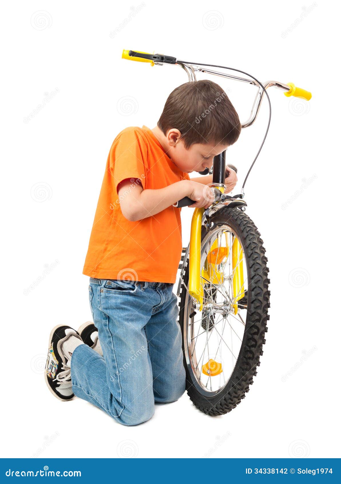 Boy repair bicycle stock photo. Image of bike, person - 34338142