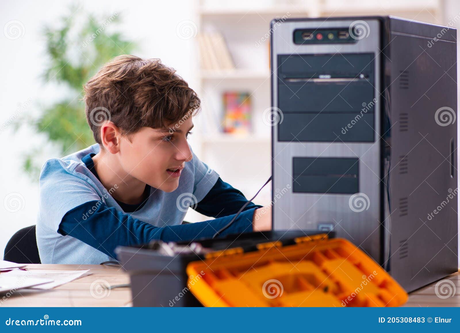 Boy Reparing Computers at Workshop Stock Image - Image of parts ...