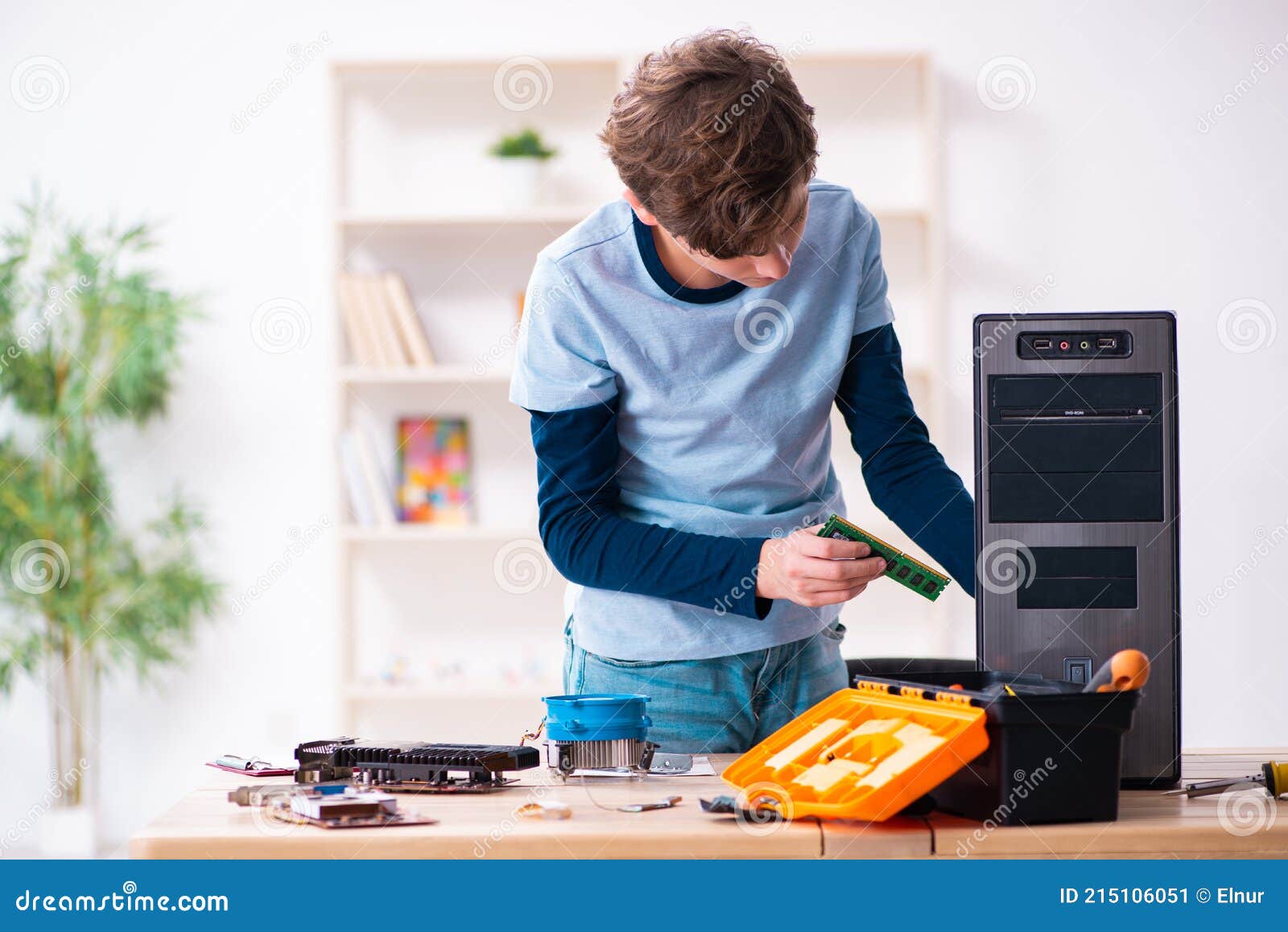 Boy Reparing Computers at Workshop Stock Image - Image of equipment ...