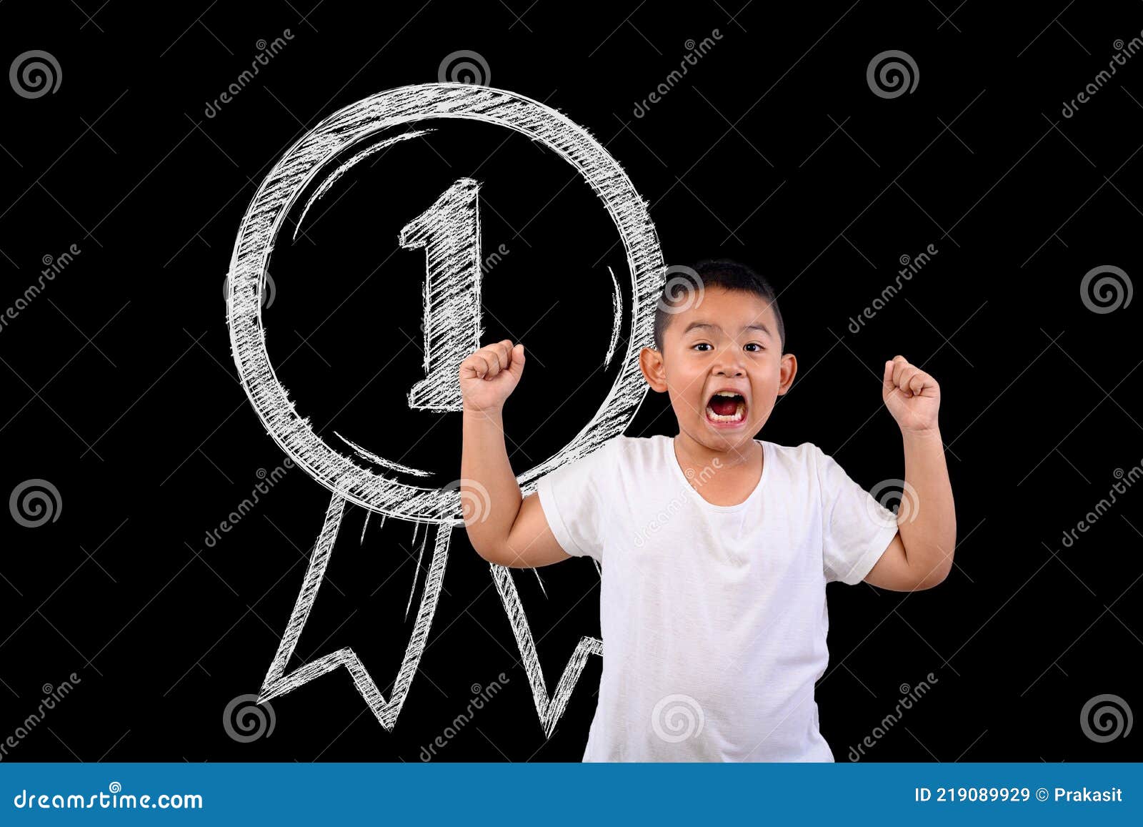 The Boy Represents Winning Number 1for Everything Stock Image - Image ...