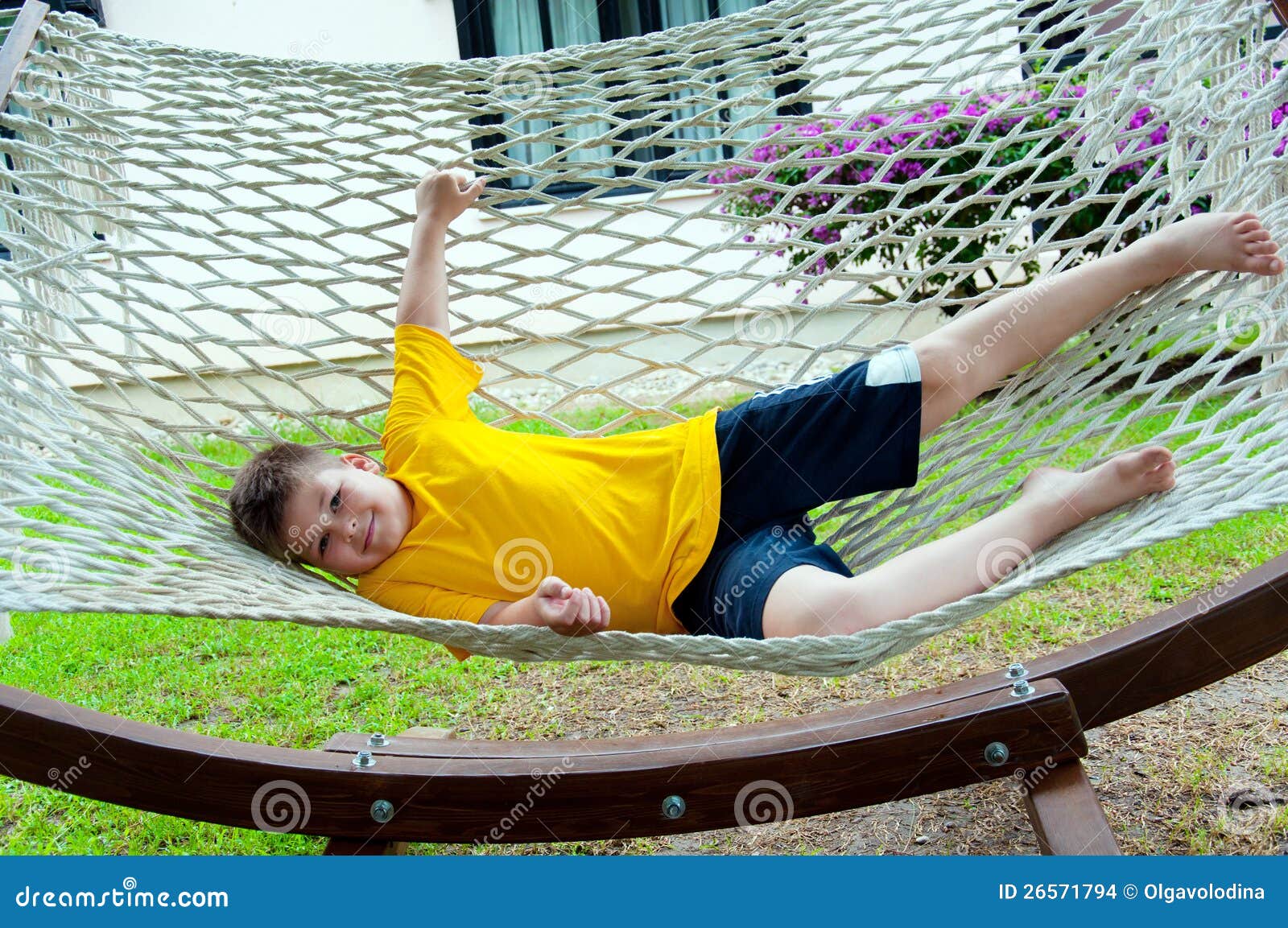 Boy resting in hammock stock photo. Image of blond, paradise - 26571794
