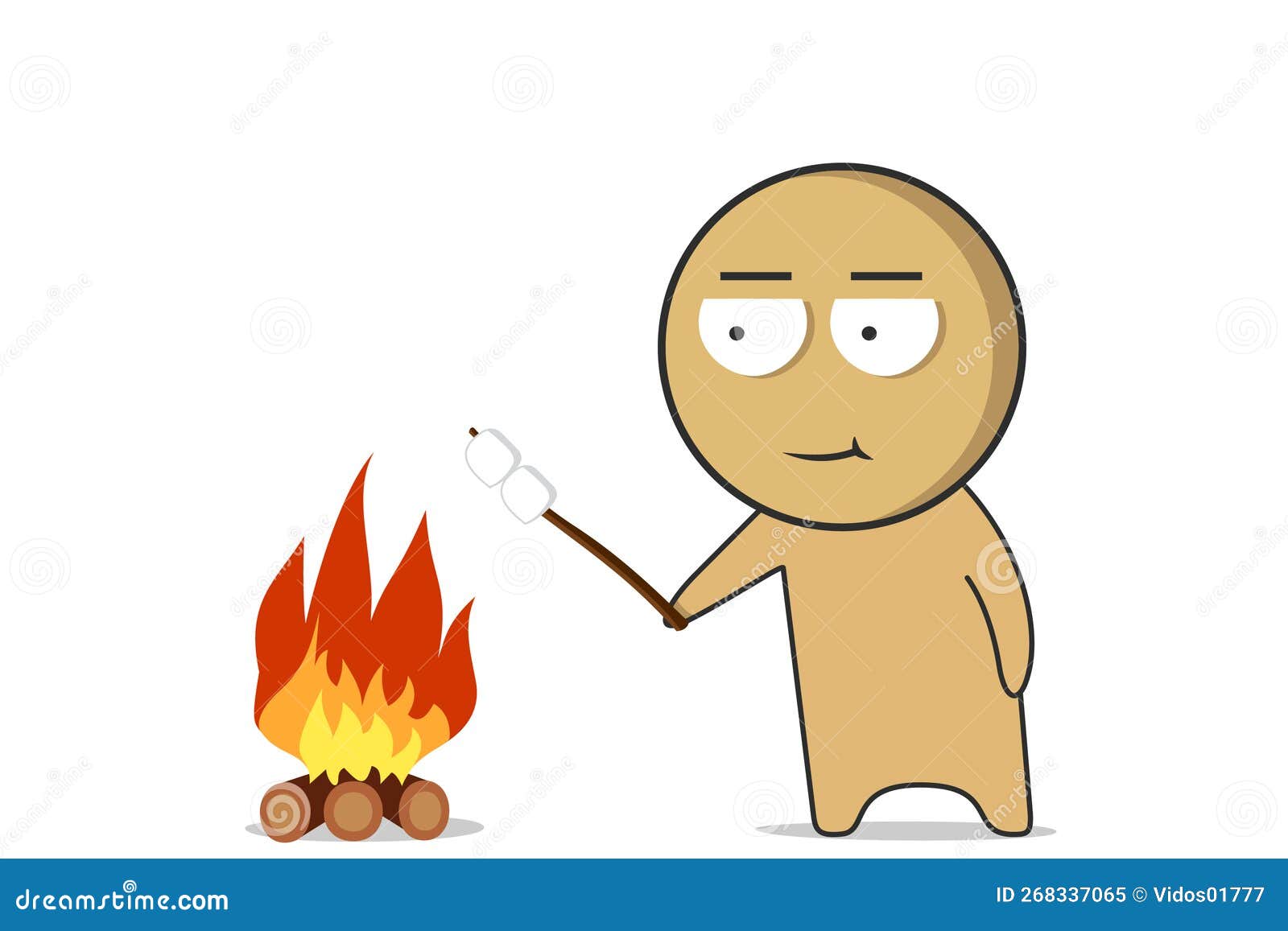Boy Cooking Marshmallows on Fire. Stock Vector - Illustration of fire ...
