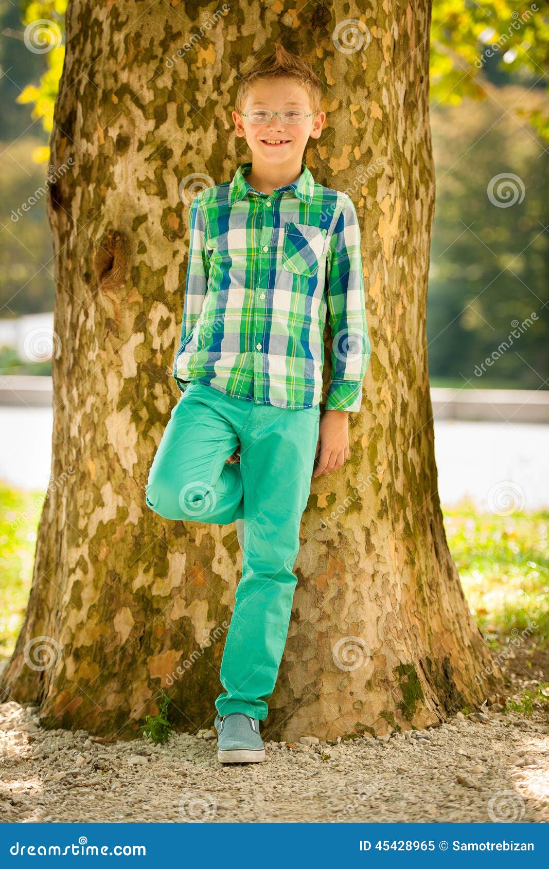 Boy Resting Under Tree in Late Summer Afternoon Stock Image - Image of ...