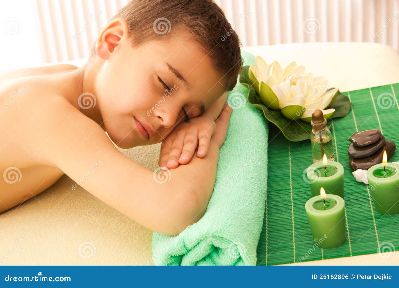 Boy rests with spa stock photo. Image of person, people - 25162896