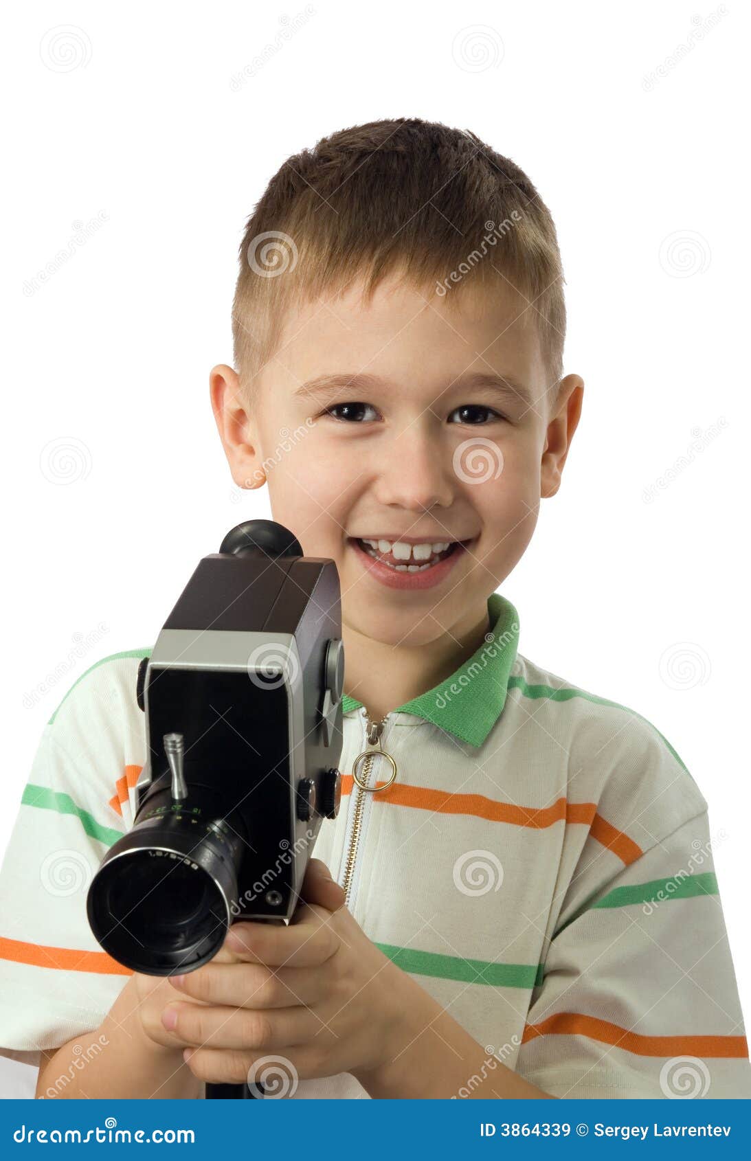 The Boy with a Retro Movie Camera Stock Image - Image of childhood ...