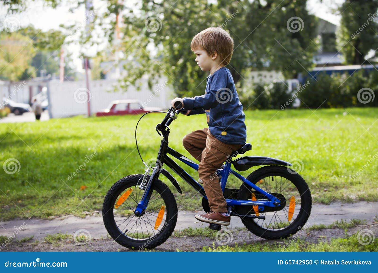 Boy Ride a Bicycle in City Park Stock Photo - Image of child, cyclist ...