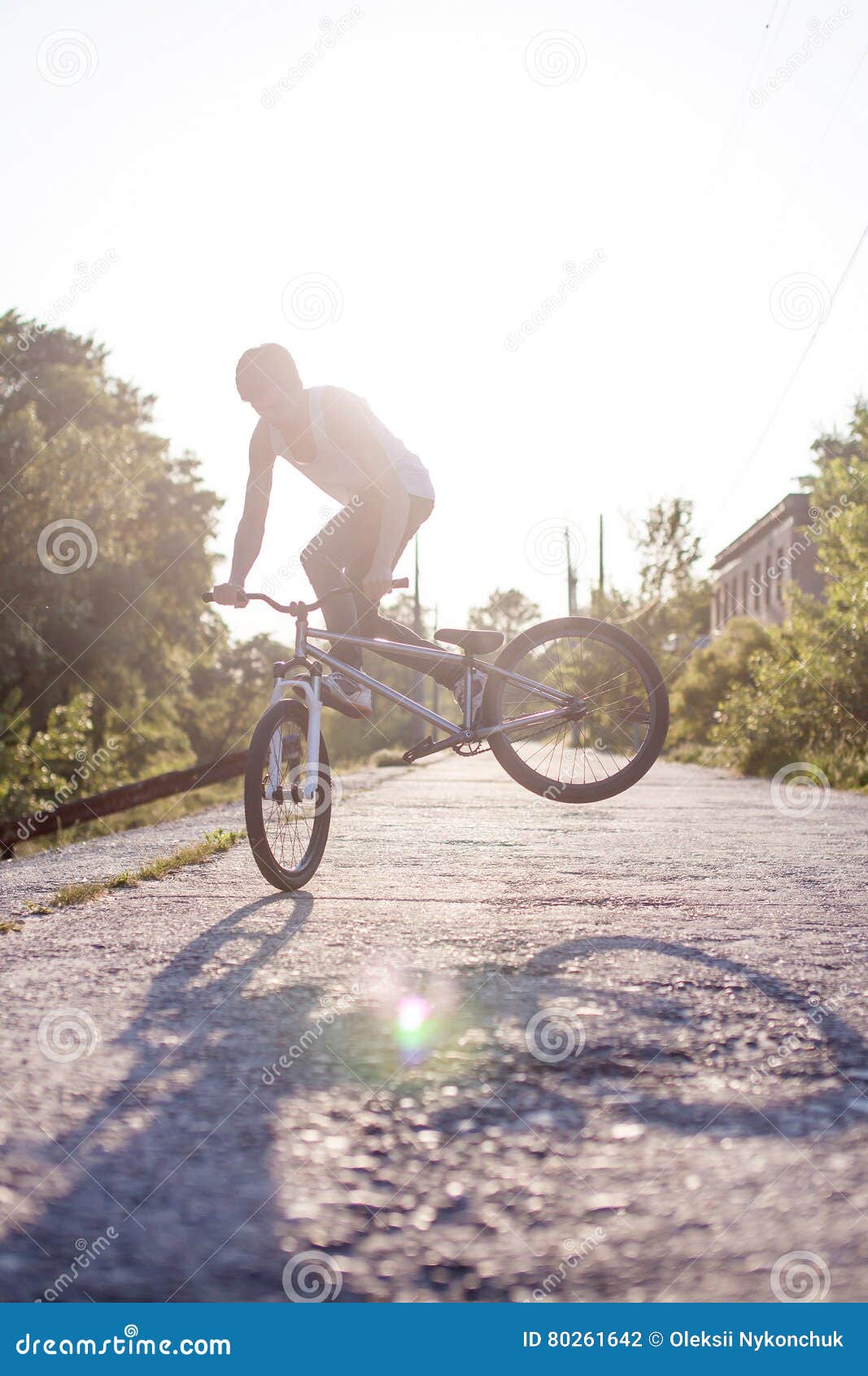 The Boy Ride on Bike at Sunrise Background Stock Photo - Image of peak ...