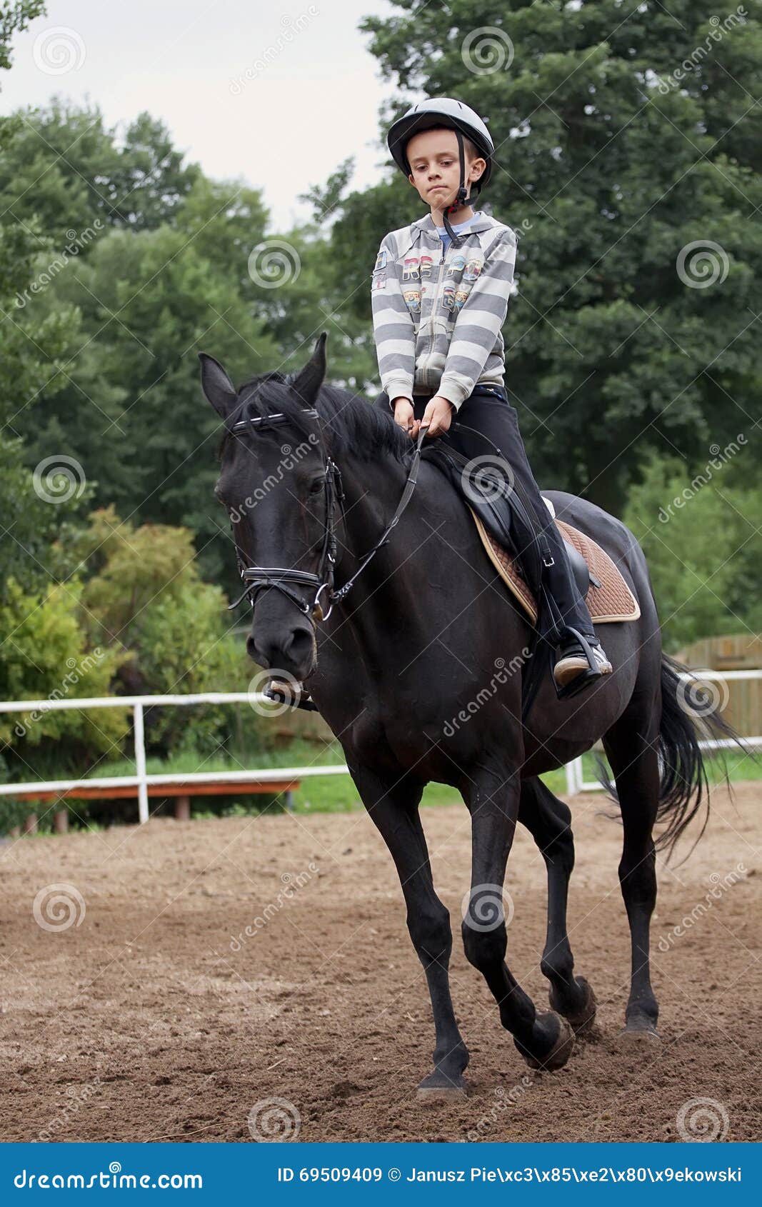 Boy rides on a horse stock image. Image of horse, animal - 69509409