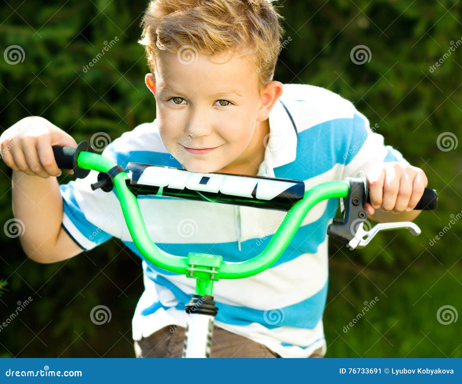 Boy Riding a Bicycle in the Park Stock Image - Image of family ...