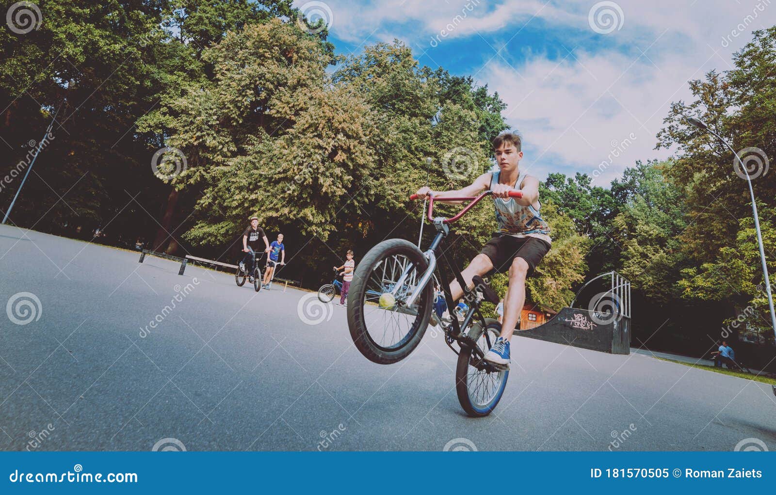 Boy Riding a Bmx in a Park. Stock Image - Image of bicycle, person ...