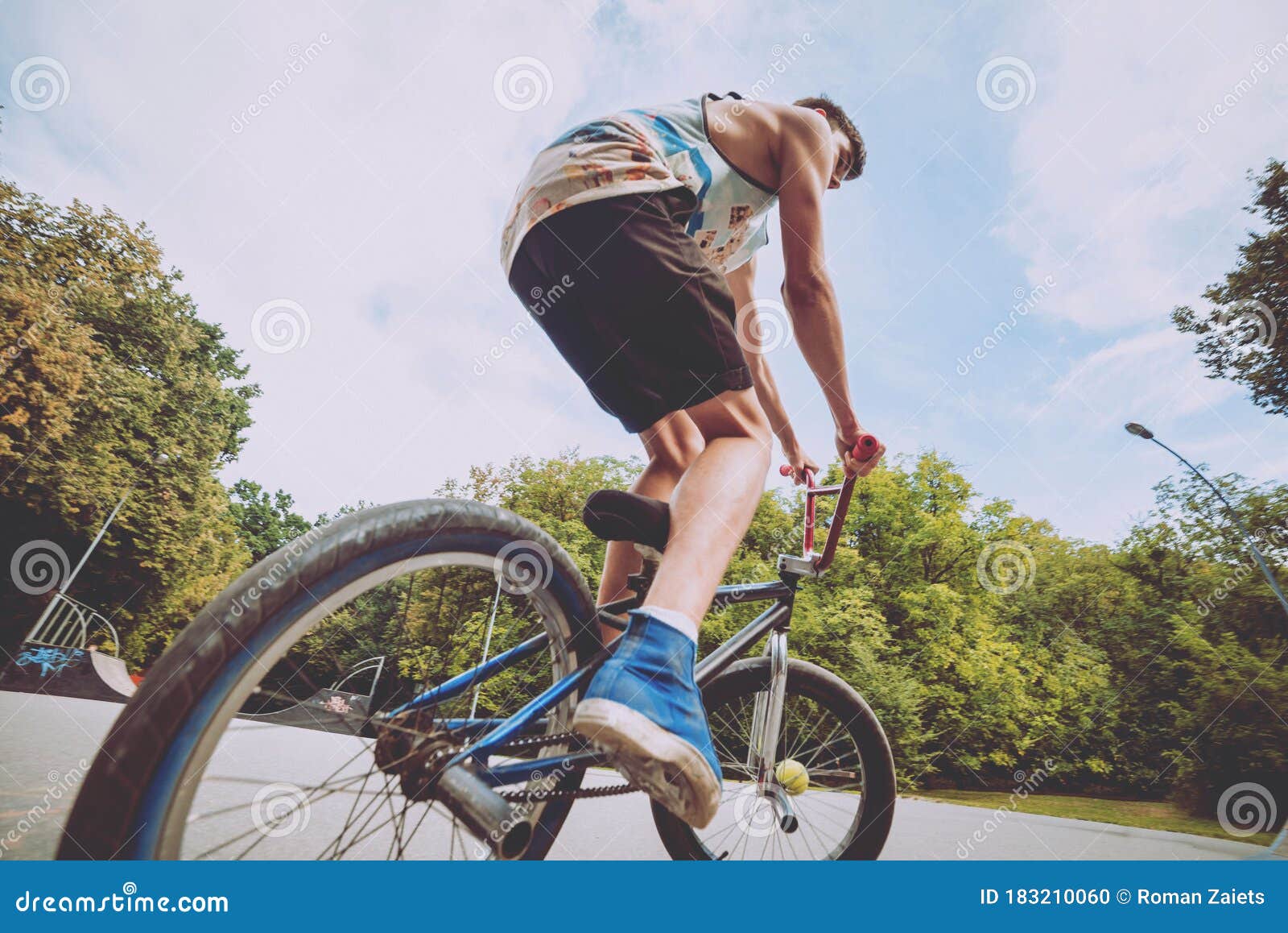 Boy Riding a Bmx in a Park. Stock Photo - Image of action, pursuit ...