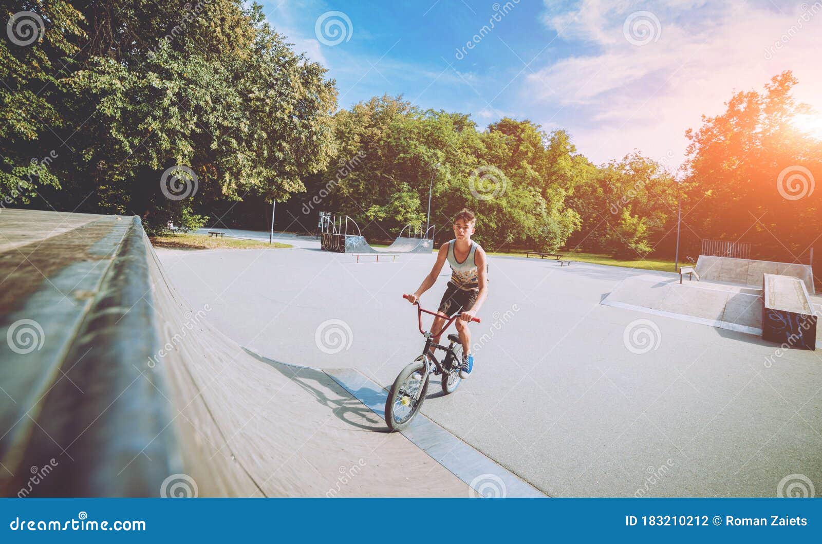 Boy Riding a Bmx in a Park. Stock Photo - Image of bicycle, leisure ...