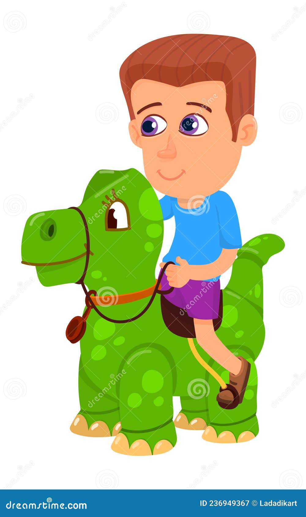 The Boy Is Riding The Dinosaur Megalosaurus Vector Illustration ...