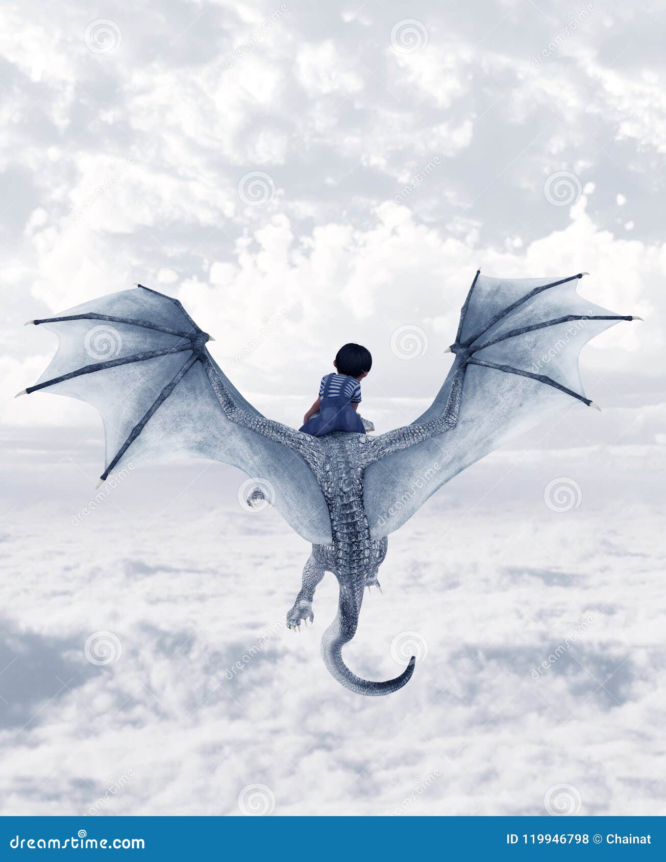 Boy riding the dragon stock illustration. Illustration of story - 119946798
