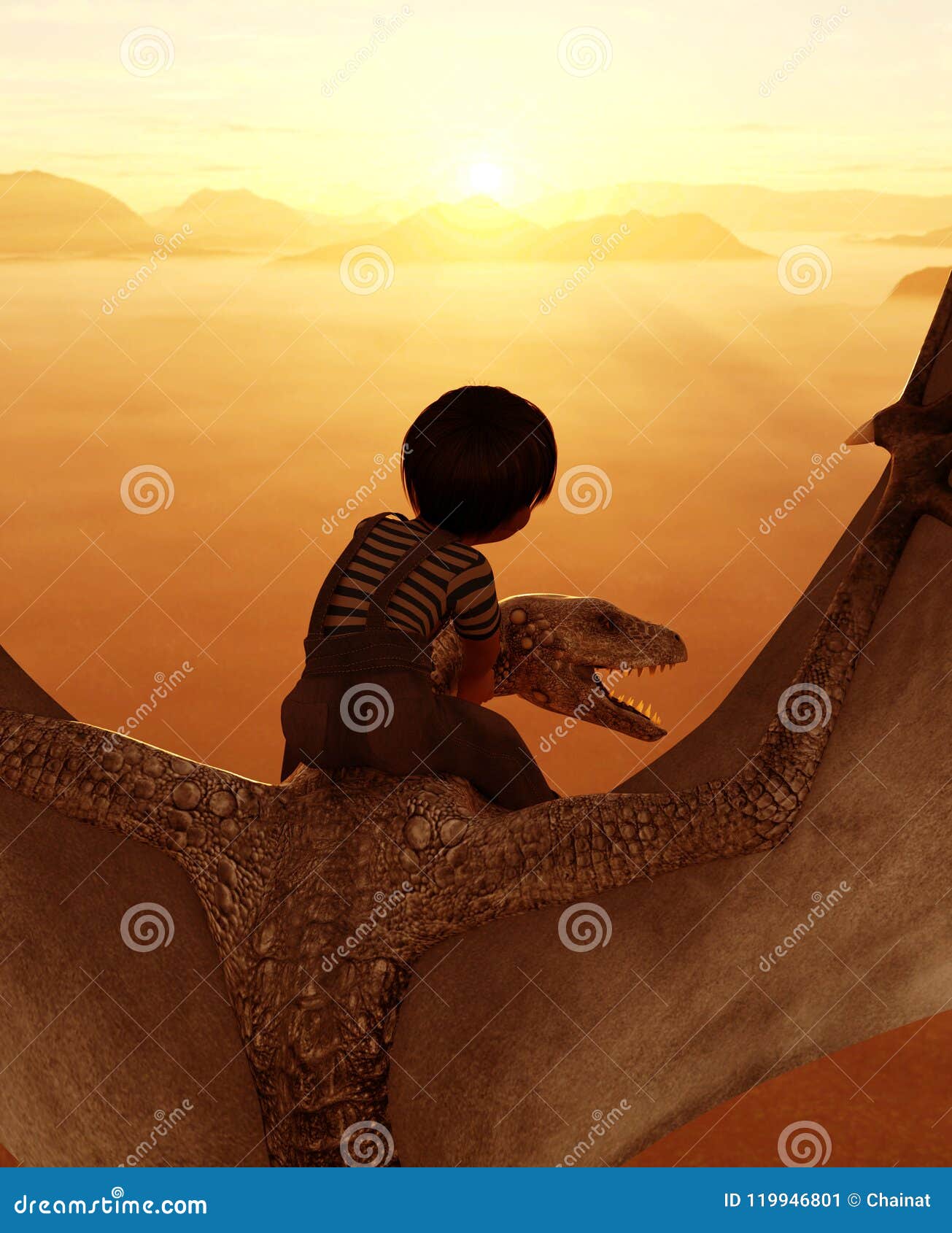Boy riding the dragon stock illustration. Illustration of child - 119946801