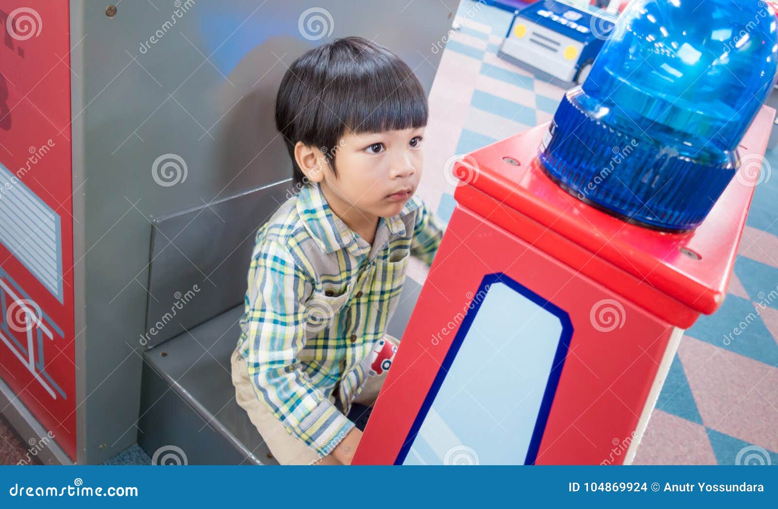 Boy Riding on a Fire Truck Toy Playground Stock Photo - Image of fire ...
