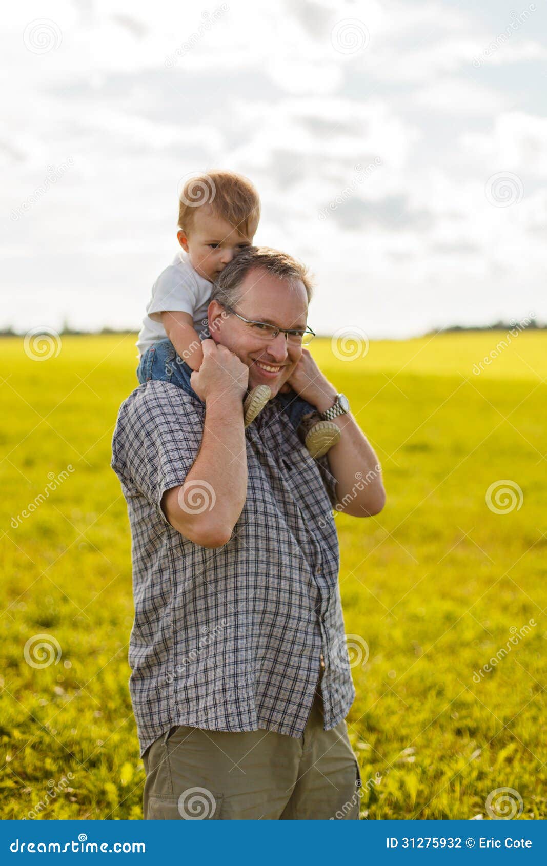 Boy Riding His Father S Shoulders Stock Photo - Image of young, family ...