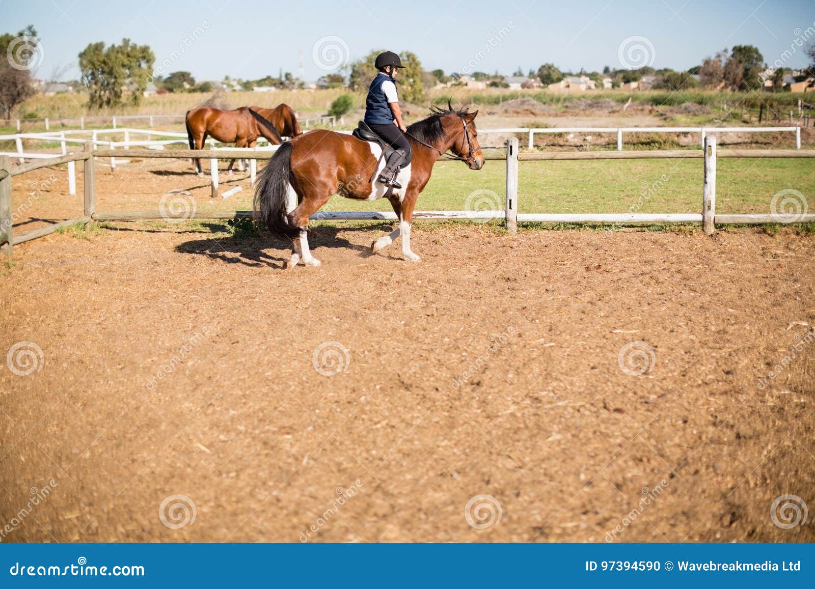 Boy Riding a Horse in the Ranch Stock Photo - Image of holiday, leisure ...