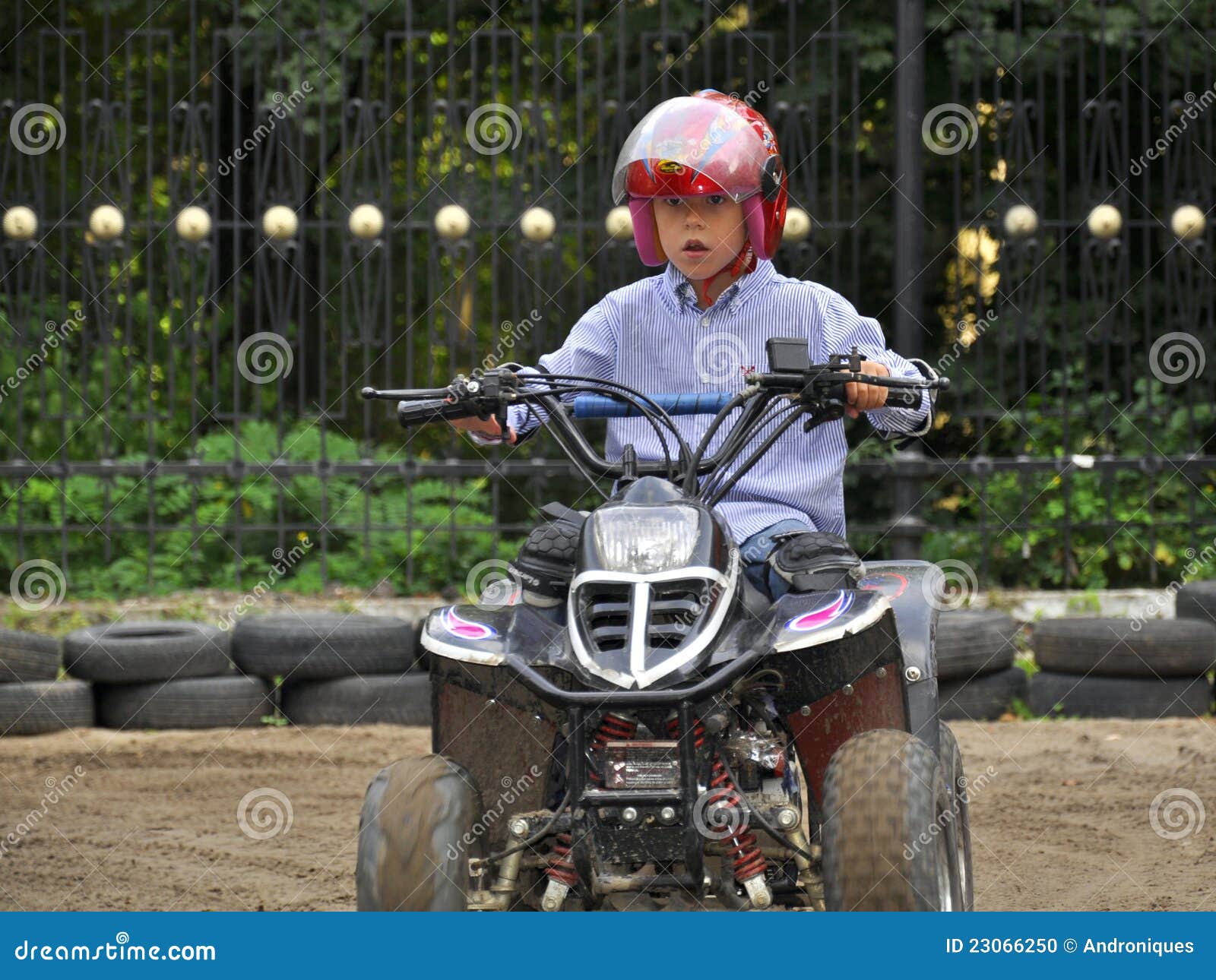 Boy Riding on Kids Quadricycle, Having Fun Stock Photo - Image of ...