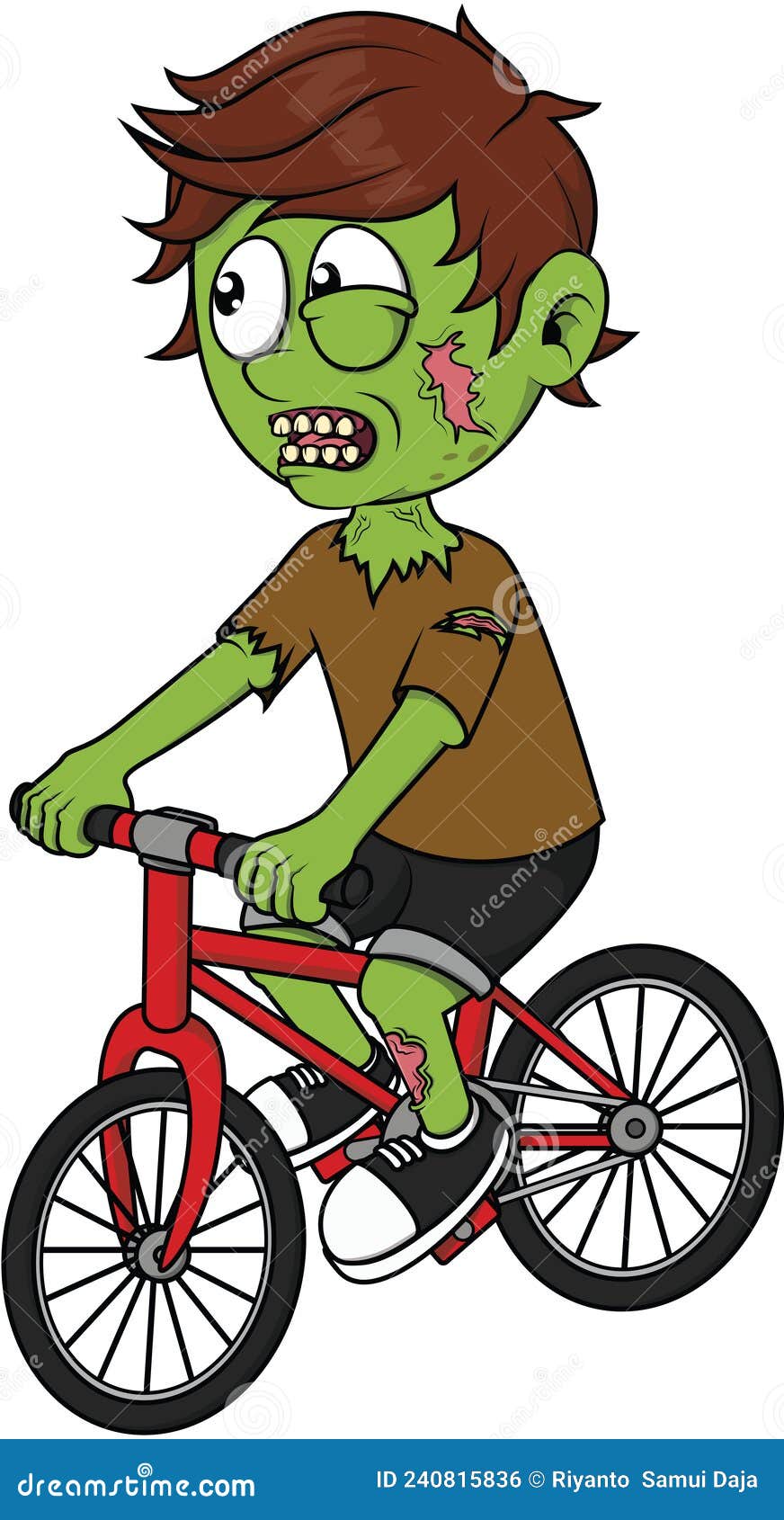 Boy Riding Red Bicycle Color Illustration Stock Illustration ...