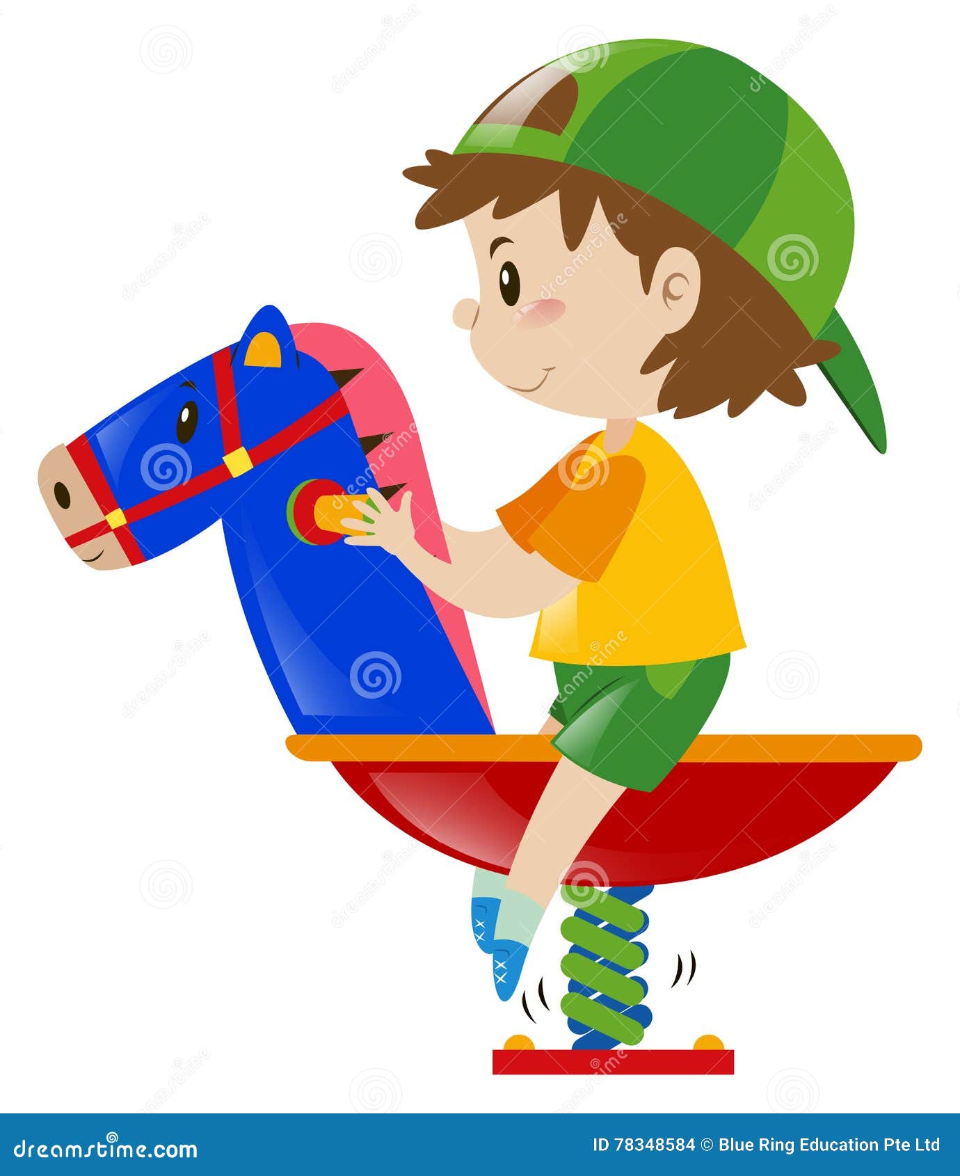 Boy Riding on Rocking Horse Stock Vector - Illustration of character ...