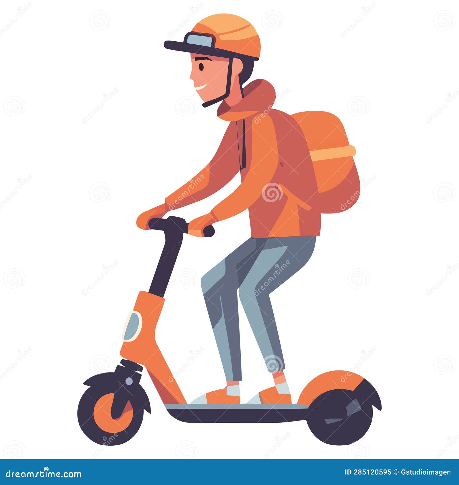 Boy riding scooter stock vector. Illustration of wheel - 285120595