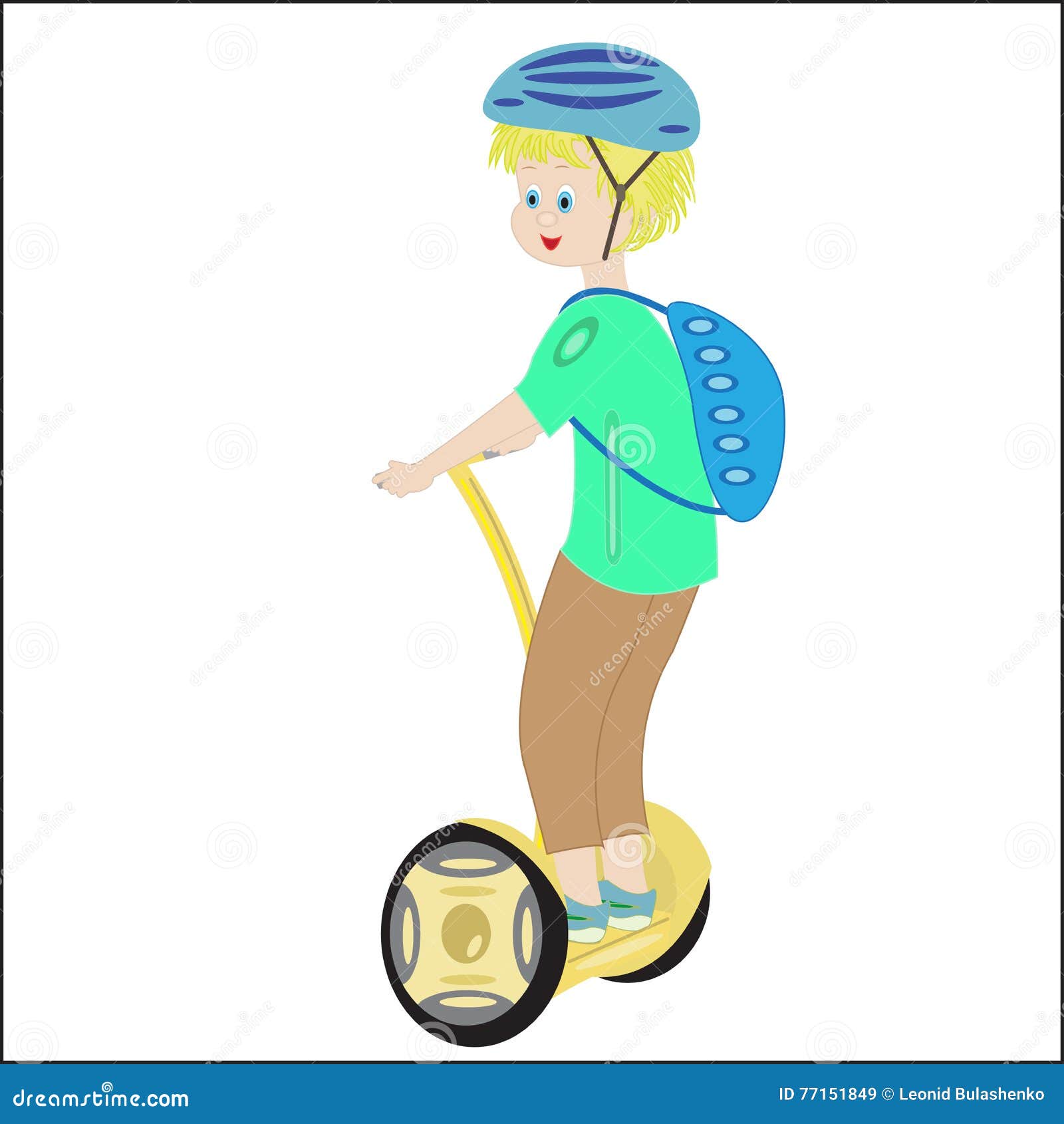 Boy riding Segway stock vector. Illustration of balance - 77151849