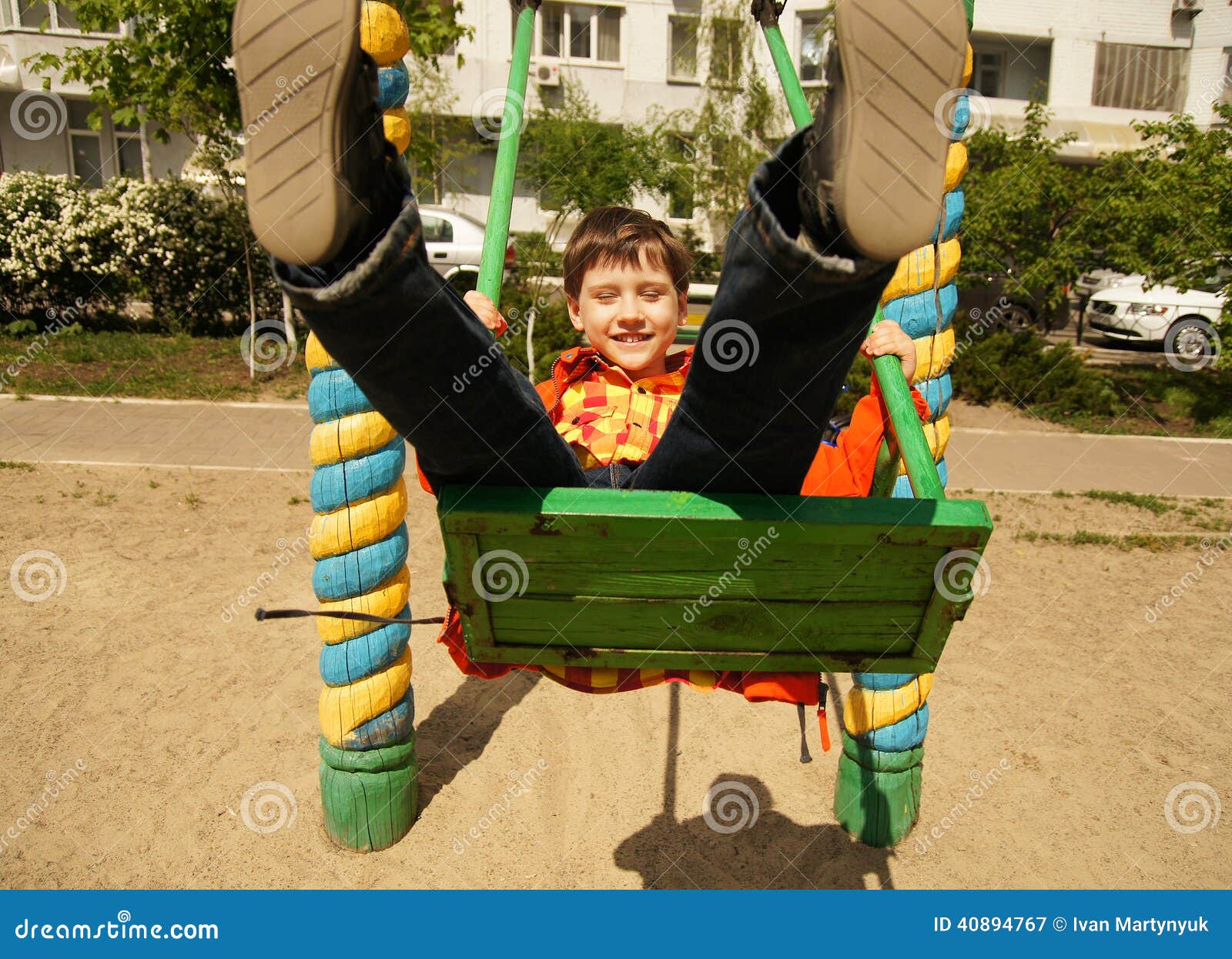 Boy riding on a swing stock image. Image of carefree - 40894767