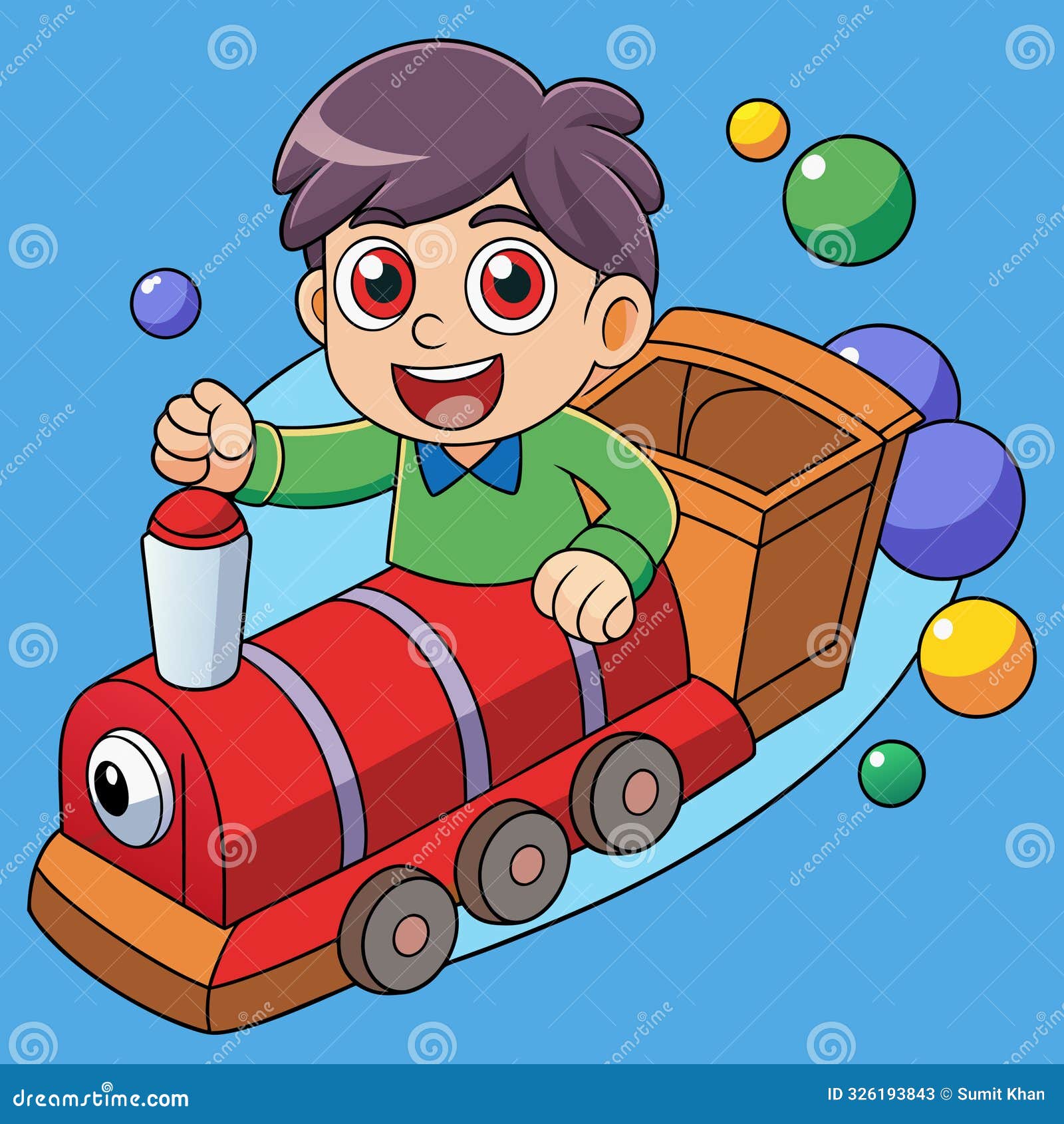 Boy Riding a Train Vector Graphic Design Stock Illustration ...