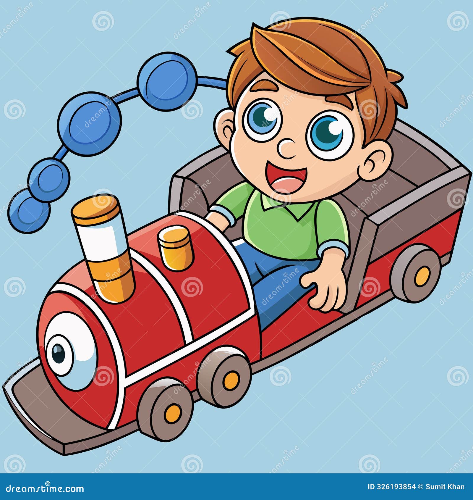 Boy Riding a Train Vector Graphic Design Stock Illustration ...