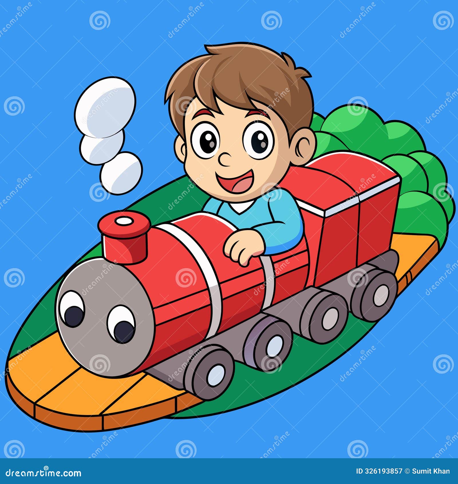 Boy Riding a Train Vector Graphic Design Stock Illustration ...