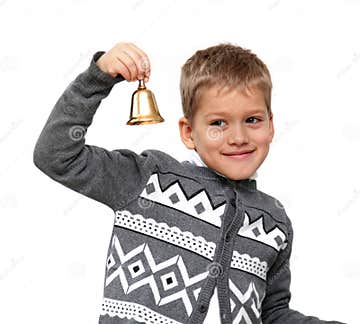 Boy ringing the bell stock image. Image of brass, background - 28030733