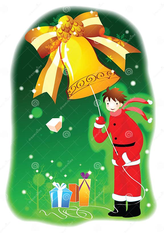 Boy Ringing a Bell. Vector Illustration Decorative Design Stock Vector ...
