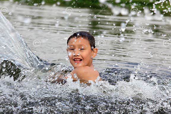 Boy in river stock photo. Image of outdoors, force, child - 16177680